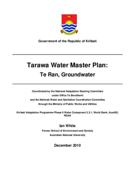 Tarawa Water Master Plan | Pacific Regional Infrastructure Facility (PRIF)